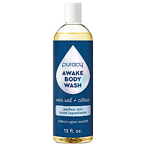 Puracy Body Wash, Natural Body Wash, 98.6% Pure Plant Ingredients, Moisturizing Shower Gel for Women Men Kids, Body Soap for Dry Sensitive Skin. Gently Scented with Citrus & Sea Salt, 12 Oz