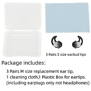SNHTLS Silicone Replacement Ear Tips Ear Buds Tips Eargels Compatible with Bose Qc20 Qc30 IE2 SoundSport IE3 SIE2i Earbuds Replacement Tips Eartips for Earbuds 3 Pairs S Size