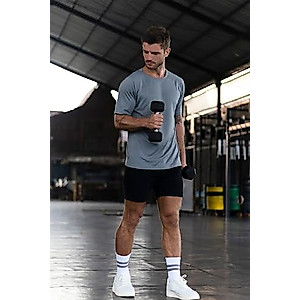 Cimic Workout Shirts for Men, 5 Pack Mens Crew Neck Casual Gym Shirts Short Sleeve Plain Athletic Moisture Wicking Dry Fit Active T-Shirts