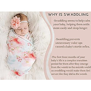 giggle angel Baby Receiving Blanket Swaddle Blanket Newborn Wrap Swaddle Headband Set -Bloom Flower Pattern
