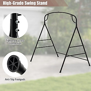 Tangkula Metal Swing Frame, Porch Swing Stand with Extra Side Bars, Heavy Duty Swing Frame Outdoor for Swing, Hammock, A-Frame Swing Stand Frame Outdoor for Lawn, Garden, Backyard