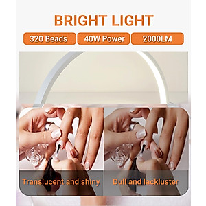 Jectse Half Moon Desk Lamp, 28 Inch Nail Desk Lamp LED Half Moon Light Nail Light with 10 Brightness and 7 Colors, Dimmable Half Moon Lamp for Nails Lash Extension Tattoo (US Plug)