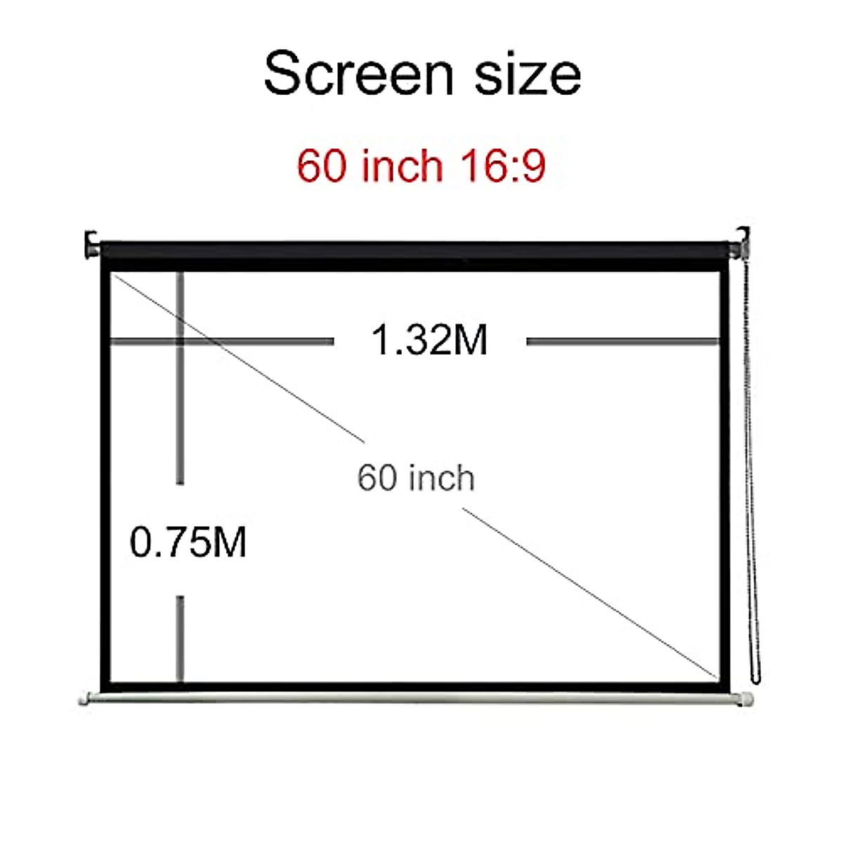 Annibells Manual Pull Down Projector Screen 60inch Video Projection Screens Outdoor Indoor Easy to Install 3D 4K 16:9/4:3 HD Movie Screen for Home Party Office Gaming-16:9