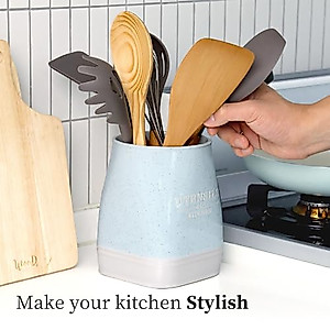 ADDFIT HOUSE Ceramic Utensil Holder - Large Ceramic Kitchen Utensil Holder for Countertop, Large Cooking Tools Organizer, Utensil Crocks for Kitchen Counter, Utensil Storage for Home Décor, Gifts