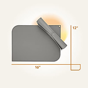 NumNum Non-Slip Silicone Placemats for Babies, Toddlers, and Kids | Durable 100% Food Grade Silicone BPA-Free | Portable Table Mat for Dining Table & Restaurants | 4 Months+ (Gray/Green), 2 Pack