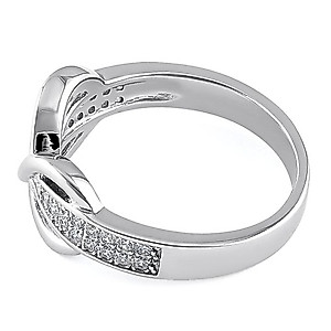 Heartbeat Sterling Silver Simulated Diamond Infinity Love and Friendship Ring (8)