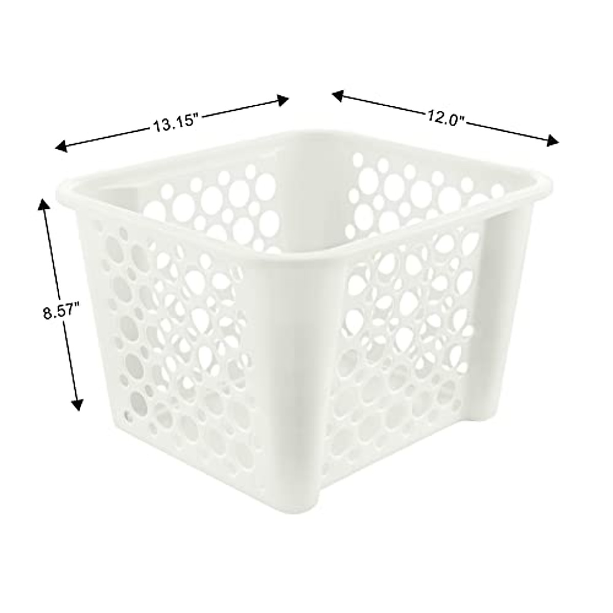 Organize Your Home Medium Stackable White Storage Containers with Open Tops, 3 Pack, Great Organizing Bins for Pantry, Closet, Bedroom, and all Storage, 13.2” x 12” x 8.5”