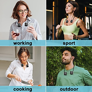 Portable Neck Fan, Hand-free Neck Fans for Women, Bladeless Neck Fan with 3 Speed Adjustable, Wearable Neck fans Portable Rechargeable, 360 Free Rotation Suitable for Sport, Office, Travel (black)