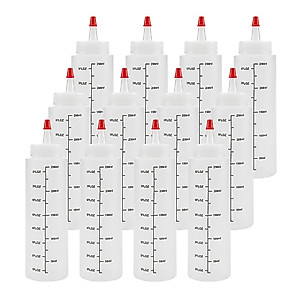 Foraineam 12-Pack 8 oz. (240 ml) Condiment Squeeze Bottles with Red Tip Cap - Durable Plastic Squirt Bottle for Ketchup, Sauces, Syrup, Dressings, Arts & Crafts