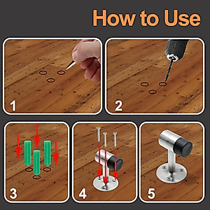 LifCratms 3 Inch Heavy Duty Floor Stop, Zinc Alloy Floor Mount Door Stopper with Rubber Bumper & Mounting Screws (Brushed Nickel, 1PCS)