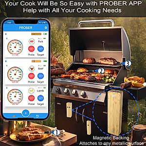 Smart Wireless Meat Thermometer 360FT APP Control Bluetooth Wireless Digital Cooking Thermometer for Grilling and Smoking/BBQ/Oven/Smoker/Air Fryer/Stove (1*Probes)