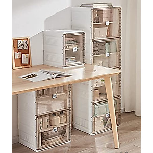 MAYIBOX Shoe Cabinet 2-20 Grid Stackable Transparent Folding Shoe Box Plastic Storage Box Storage 2-40 Pairs of Shoes (2 Rows 8 grids)
