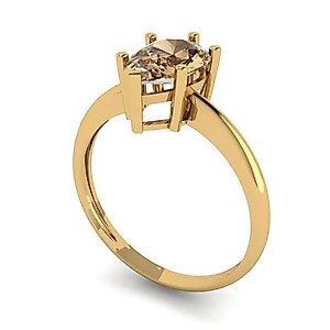 Clara Pucci 2.0 ct Pear Cut Solitaire Brown Champagne Simulated Diamond Bridal Designer Anniversary Engagement Ring Real 14k Yellow Gold
