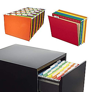 File Folder Tabs, 100+200 Sets Hanging File Folder Tabs with Inserts for Hanging Folders, 2 Inch Clear Plastic Hanging File Tabs for Quick Identification