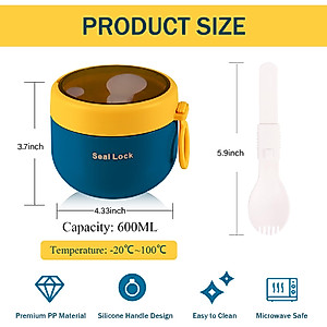 Overnight Oats Containers with Lids, 20oz Portable Overnight Oats Jars with Spoons, Leak-proof Plastic Yogurt Jars, Oatmeal Container for Yogurt Breakfast On The Go Cups, Dessert Snack Containers