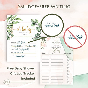 Hat Acrobat 25 Baby Shower Invitations with Envelopes and Thank You Cards Mega Bundle - Greenery Baby Shower Invitations Gender Neutral Set with Diaper Raffle Tickets, Book Request Cards