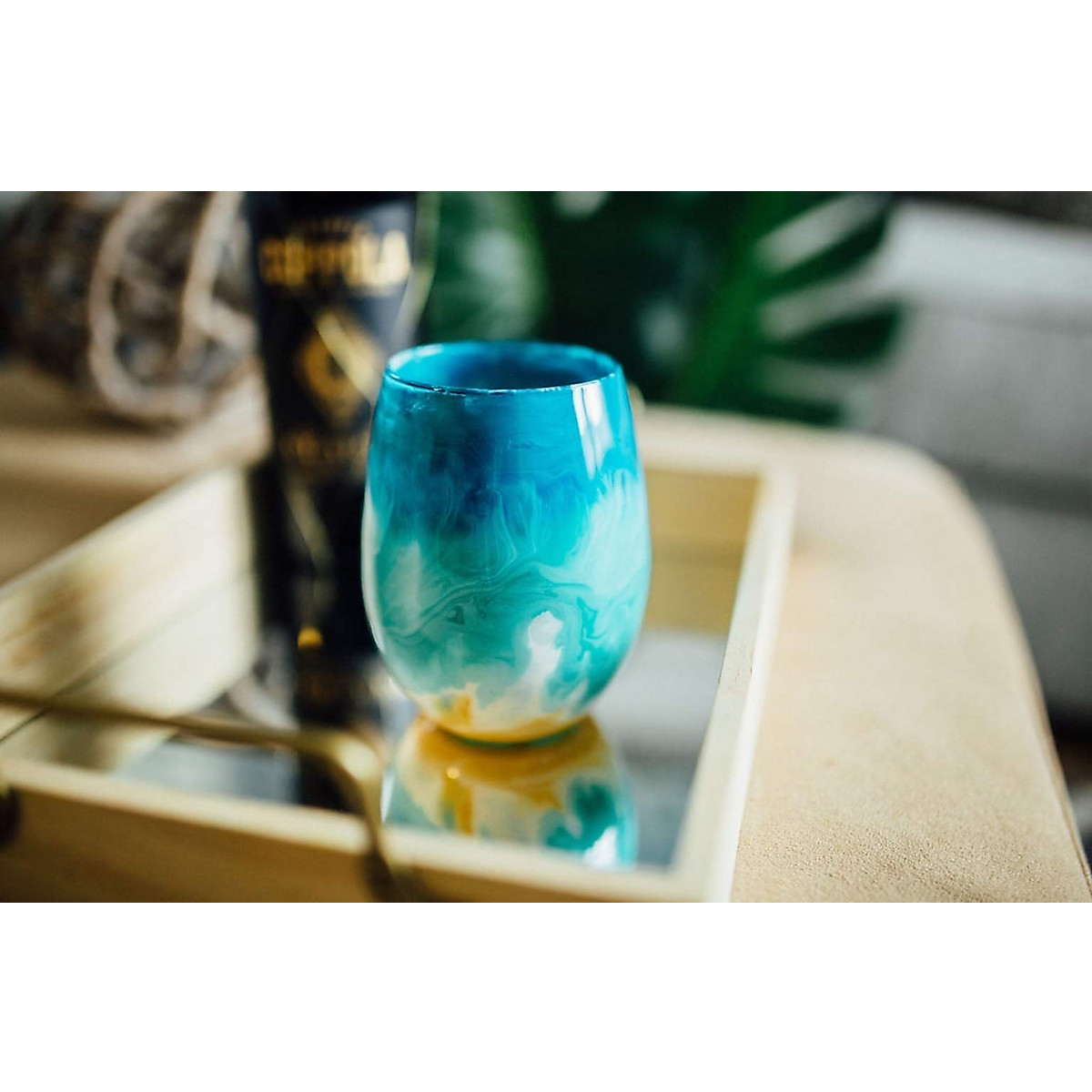 Beach Themed Wine Glass Gift For Mom, Destination Wedding Stemless Wine Glass Gift For Her