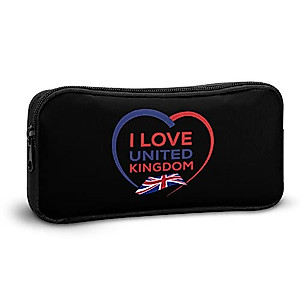 I Love United Kingdom Pencil Case Pencil Pouch Coin Pouch Cosmetic Bag Office Stationery Organizer