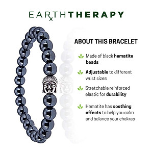 Original Chakra Infused Buddha Bracelet with Spiritual Hematite Healing Stones - Adjustable Sizing for Women, Men and Yogis - Earth Therapy