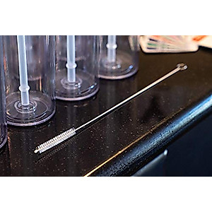 STRATA CUPS SKINNY TUMBLERS 12 Clear Acrylic Tumblers with Lids and Straws | Skinny, 16oz Double Wall Clear Plastic Tumblers With FREE Straw Cleaner & Name Tags! Reusable Cup With Straw (Clear, 12)