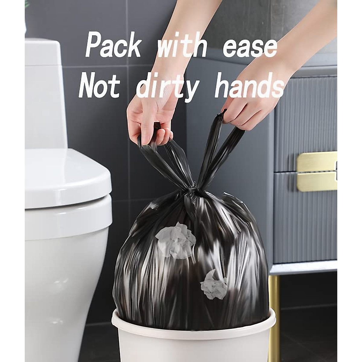 4 Gallon Trash Bag,Small Black Trash Bags 100 Counts Thicken Value Bathroom Trash Can Bin Liners,Small Garbage Bags with Handles for Kitchen Bathroom Office Waste Basket…