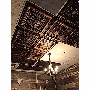 La Scala-Faux Tin Ceiling Tile - Antique Copper 25-Pack