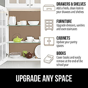 Gorilla Grip Stick Adhesive Removable Liner and Smooth Drawer Liner, Adhesive Liner Size 11.8x20, Contact Liner for Book Covers, Smooth Liner Size 17.5x20, Non Adhesive, Both in Beige, 2 Item Bundle