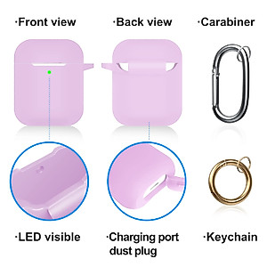 MOLOPPO for AirPods Case Cover with Cleaning Pen，Soft Silicone Protective Cover with Buckle for Women Men Compatible with Apple AirPods 2nd 1st Generation Charging Case, Front LED ，Rose Pink