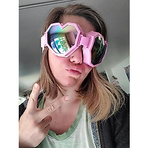 GUVIVI Heart Shaped Sunglasses Fashion Ski Goggles Oversize Love Glasses for Women Men Fun Eyewear Eyeglass