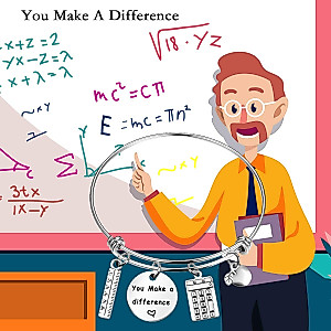 TGBJE Math Teacher Gift You Make A Difference Bracelet Math Teacher Thank You Gift Math Instructor Gift Mathematician Gift (Math Teacher)