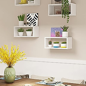 Adowes Floating Nightstand Wall Mounted Nightstand Wood Bedside Shelf 2 Tier Floating Shelves for Wall at Bedroom Living Room Bathroom Vintage White