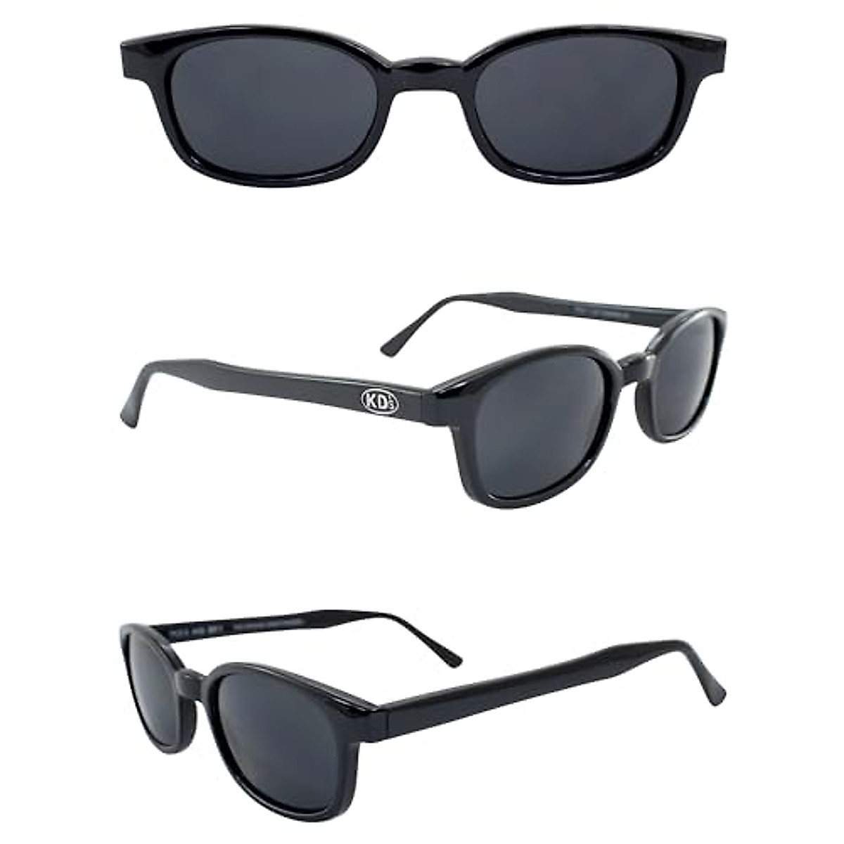Pacific Coast The Original X-KD's Biker Shades By PCSUN 20% Larger Black Frames Super Dark Lens