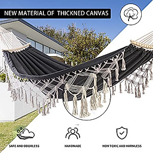 Leize Hammock Hanging Swing Double Boho Brazilian Macrame Fringe Max 500 lbs for Indoor Outdoor Patio Yard Garden
