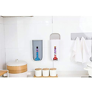 Cabilock White Grocery Bag Dispenser Wall Mounted Folding Bag Saver Organizer Plastic Trash Bag Holder Hanging Storage Bag Recycling Containers Storage for Kitchen