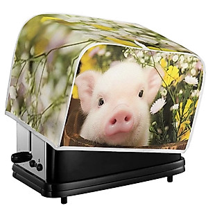Buybai Kitchen Toaster Covers 2 Slice Wide Slot Cute 3D Pig Pattern Small Appliance Covers Dustproof Bread Maker Covers