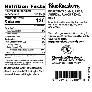 Blue Raspberry Cotton Candy Favors (Gift Set of 4) - Unique Ideas for Holidays, Birthdays, Celebrations, Party Favors