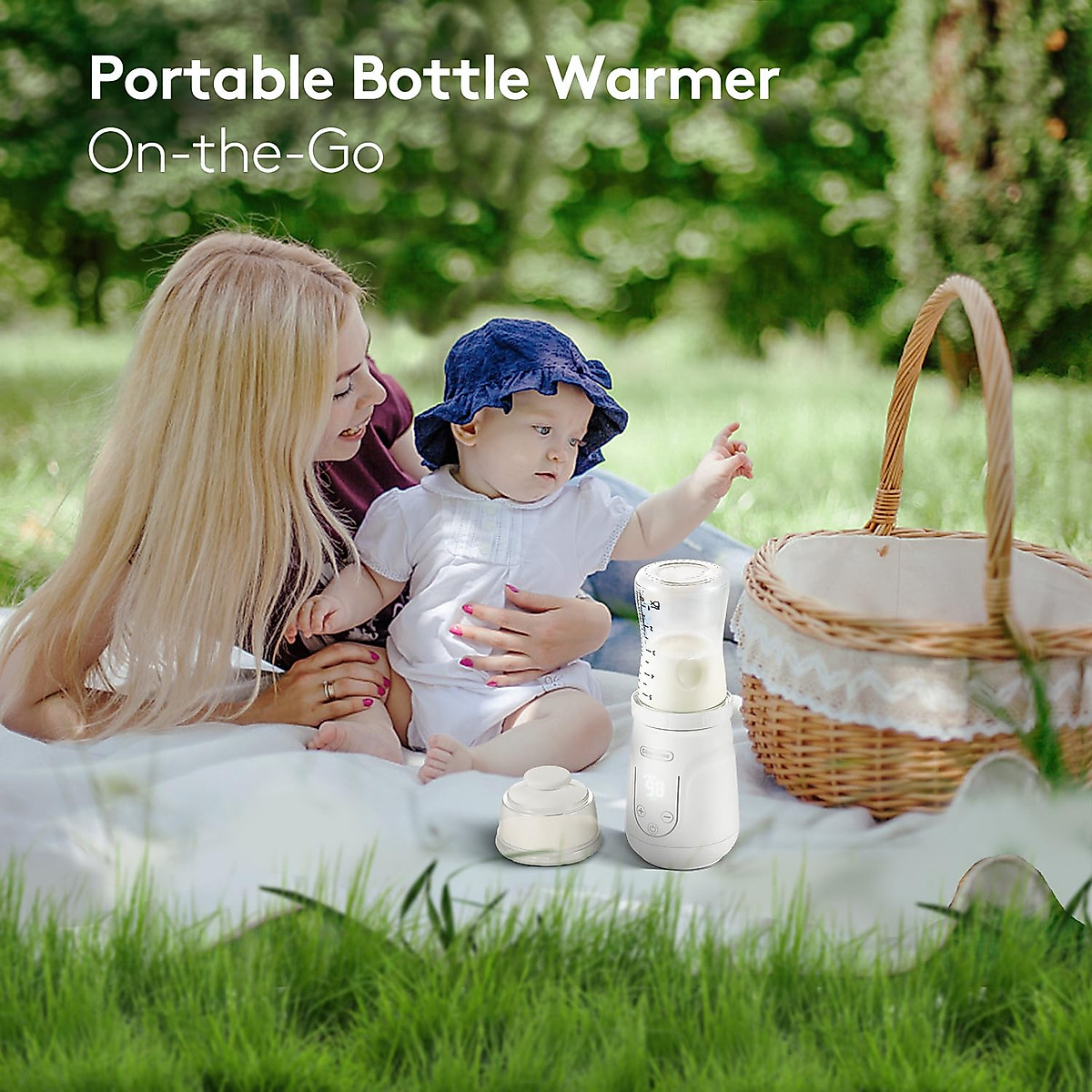 Portable Bottle Warmer with Long Battery Life, Baby Bottle Warmer for Most Milk Bottles Rechargeable Baby Bottle Warmer for Travel Quick Heating Baby Milk Breastmilk with Precise Temperature Control