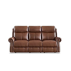 Hydeline Royce Zero Gravity Power Recline and Headrest Top Grain Leather Sofa Couch, 87", Brown