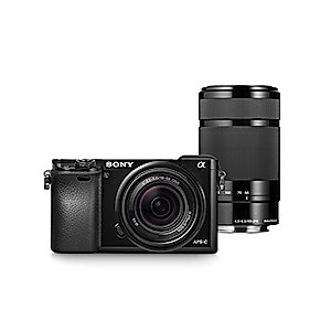 Sony Alpha a6000 Digital Camera Wi-Fi w/ 18-55mm 55-210mm Zoom Lens Bundle (Renewed)