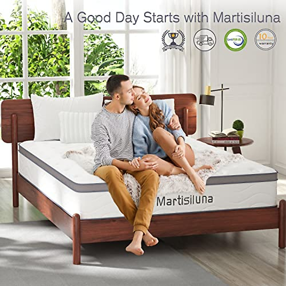 Martisiluna Full Mattress, 10.5 Inch Memory Foam Full Hybrid Mattress in a Box, with Antistatic Silver Fiber Fabric, Double Edge Support & Pressure Relief, CertiPUR-US Certified