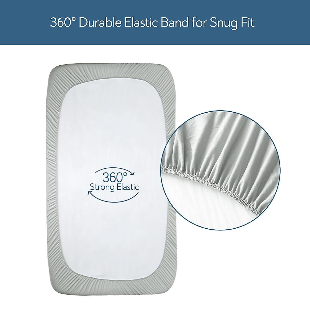 Stretchy Crib Sheets for Boys Girls, 2 Pack Baby Crib Sheets Fitted for Standard Crib and Toddler Bed Mattress 52" x 28", Soft and Breathable Fitted Crib Sheets Neutral, Grey