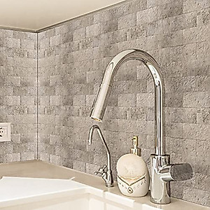 Art3d 102-Piece Peel and Stick Wall Tile for Kitchen Backsplash, Bathroom, Fireplace, 3in. × 6in. Stick on Subway Tile Stone Beige