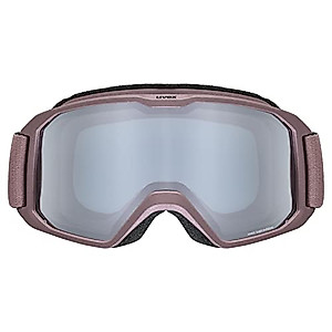 uvex mirrored anti-fog OTG ski & snowboard goggles with UV protection for women & men, elemnt FM, antique rose mat/silver-blue