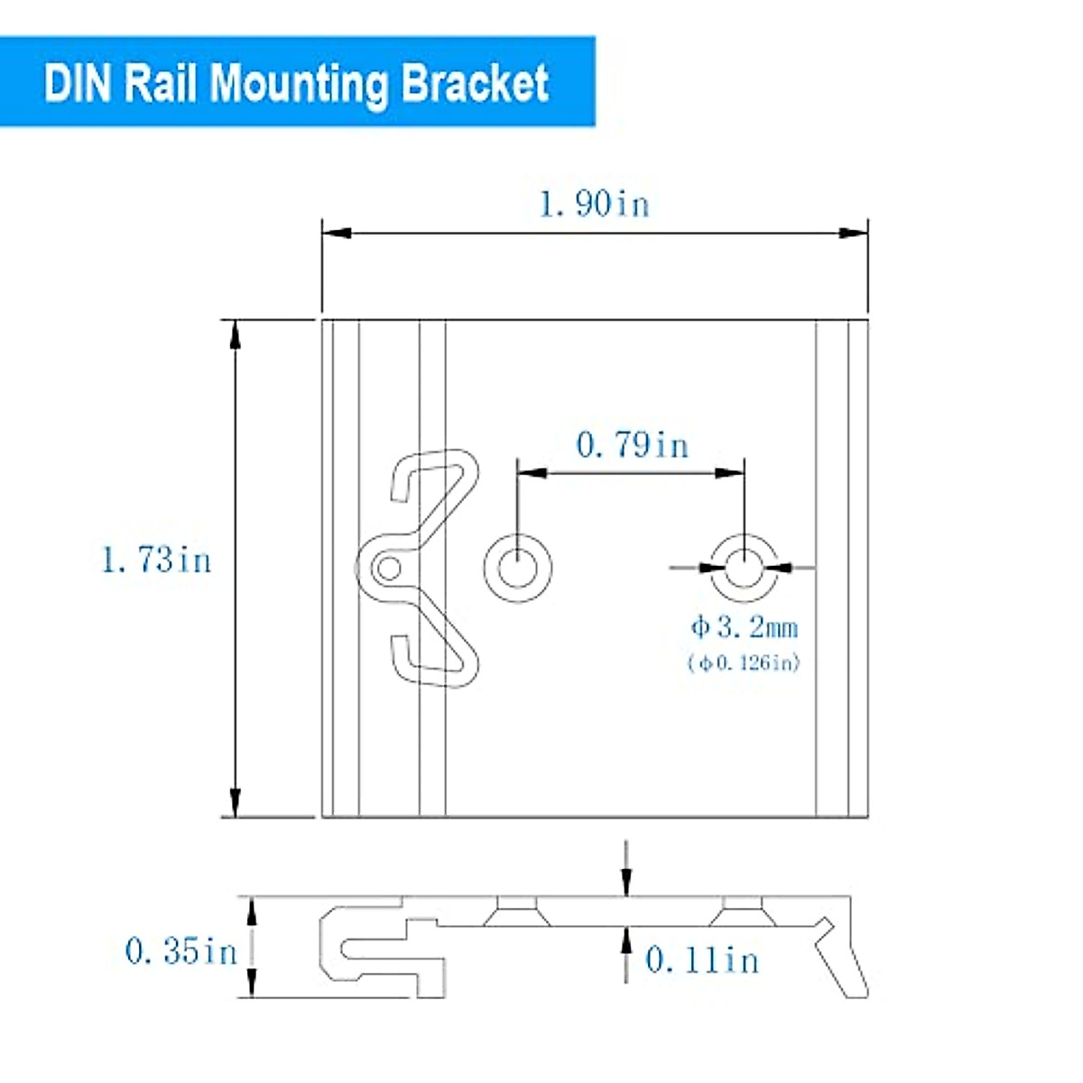 1.73 Width Universal DIN Rail Mounting Clip Snap in Din-Rail Mounting Bracket DIN Rail Fixed Clamp Aluminum Alloy Solid State Relay Clip for 35mm Din Rail Slotted (Countersunk Head M3 Screws) 4-Pack