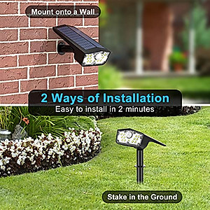 Motion Sensor Outdoor Lights Solar Powered, 3 Modes, IP67 Waterproof Bright LED Solar Flood Light, Dusk to Dawn Landscape Spot Lights for Outside, Pathway, Yard, Garden, Driveway, 2 Pack Spotlight