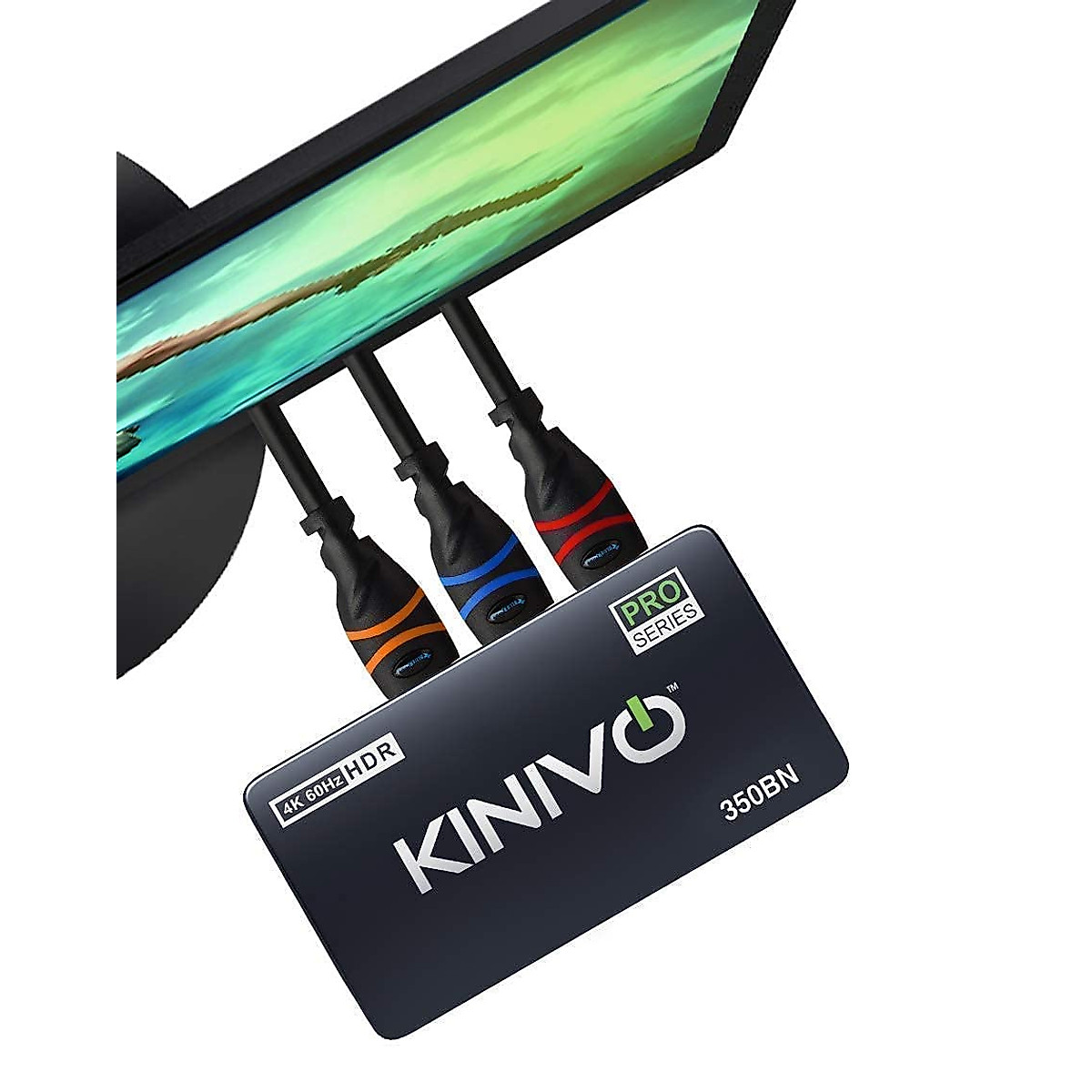 Kinivo 350BN 4K HDMI Switch with BlueRigger 4K HDMI Cable - 6.6FT, 3 Pack (4K 60Hz, HDR, HDMI 2.0, 3 Port Switch, Auto-Switching)