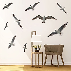 MEFOSS 3D Seagull Wall Decals Peel and Stick DIY Flying Sea Birds Wall Decor Vinyl Stickers for Living Room Bedroom Kids Room Office Window Decorations