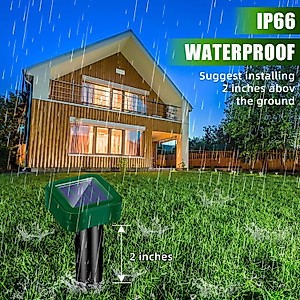 8 Pack Solar Mole Repellent Spikes, Ultrasonic Animal Repellent Outdoor Solar Powered Waterproof Sonic Burrowing Mole Deterrent Stake for Mole Vole Groundhog Gopher Armadillo Snake for Yard Lawns