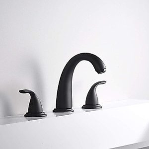sumerain Matte Black Roman Tub Faucet with Valve, 3 Hole Deck Mount Bathtub Faucet High Flow