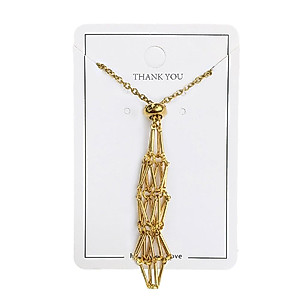 Crystal Stone Holder Necklace, Adjustable Crystal Cage Necklace, Adjustable Metal Net Necklace, Crystal Stone Chain Mesh Pendant Necklace, Punk Style Jewelry Accessories Gifts